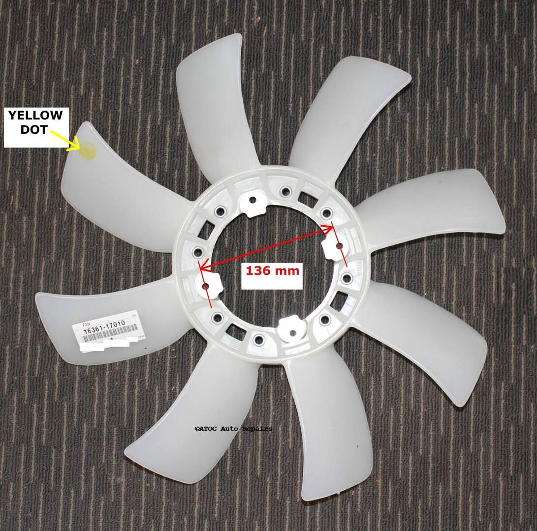 OEM Genuine FAN to fit Landcruiser with YELLOW dot , FZJ75,78,79, VDJ78 ...